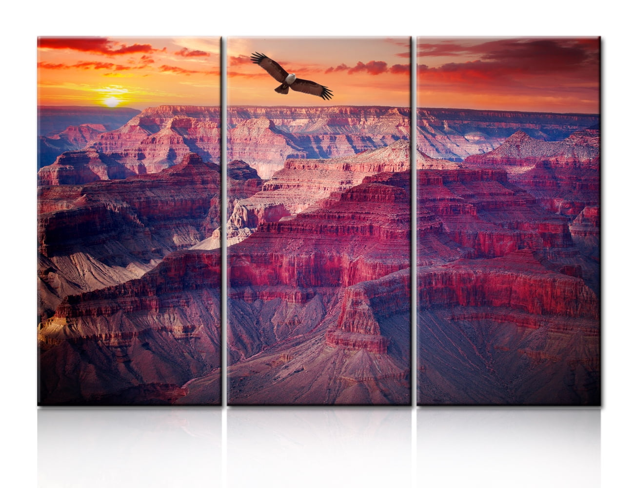 TISHIRON 3PCS Framed Canvas Wall Art Set,42"x28" Grand Canyon At Sunset ...