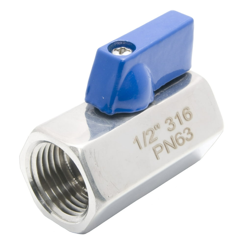 1/2" Stainless Steel (316) Mini Ball Valve - FxF NPT - Walmart.com ...