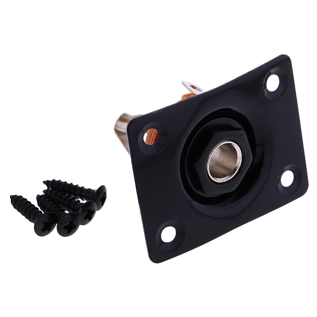 Rectangle Output Input Plate Socket Plug for Electric Guitar Bass Black ...
