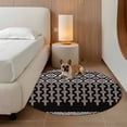 Black Boho Rhombus Round Rug 4ft Washable Circle Entryway Rugs Non Slip ...