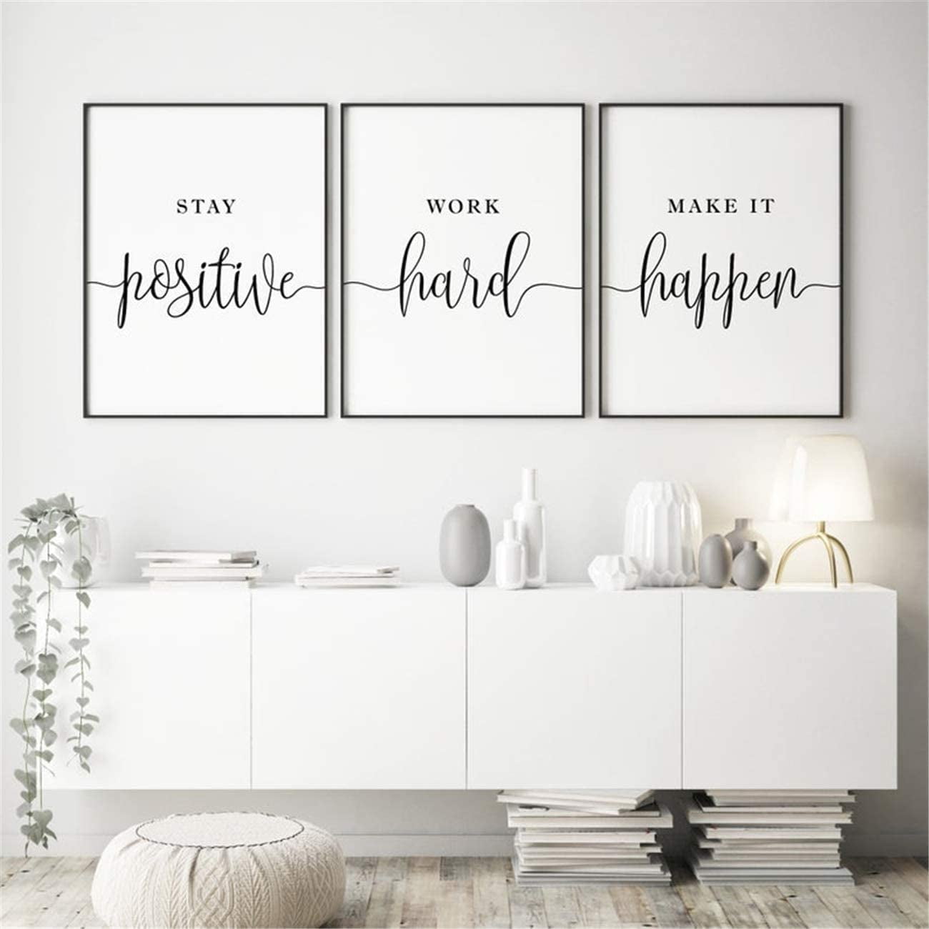 3 Piece Stay Positive, Work Hard, Make it Happen Poster Prints Wall Art ...