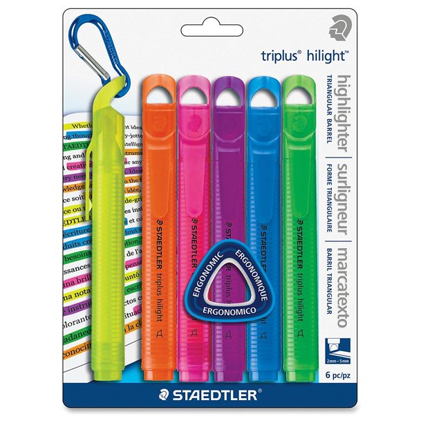 Triplus Hilight Triangular Highlight Marker Set: 6 Markers - Walmart ...
