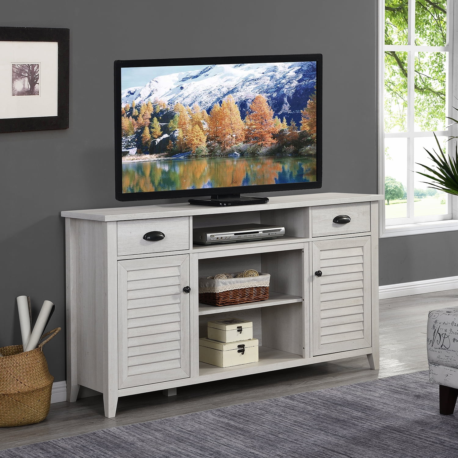 Home Source Antique White Tv Stand - Walmart.com