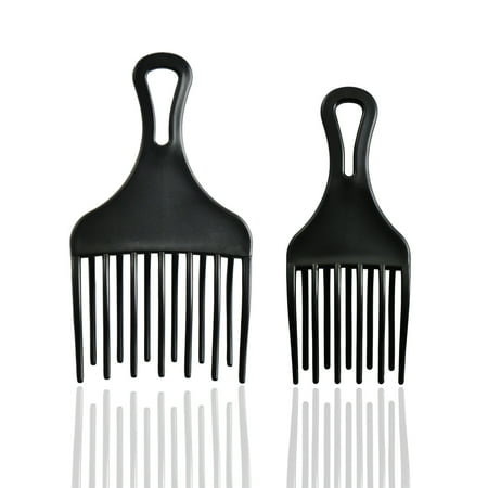 SHAR (Black）2 Pieces Afro Comb, Plastic Wide Teeth Afro Comb, Curly ...