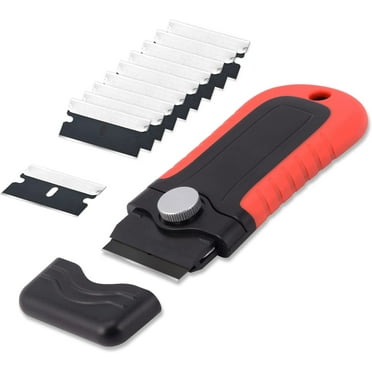 Red Razor Blade Scraper 2 Pack with 20Pcs Stainless Steel Single Edge ...