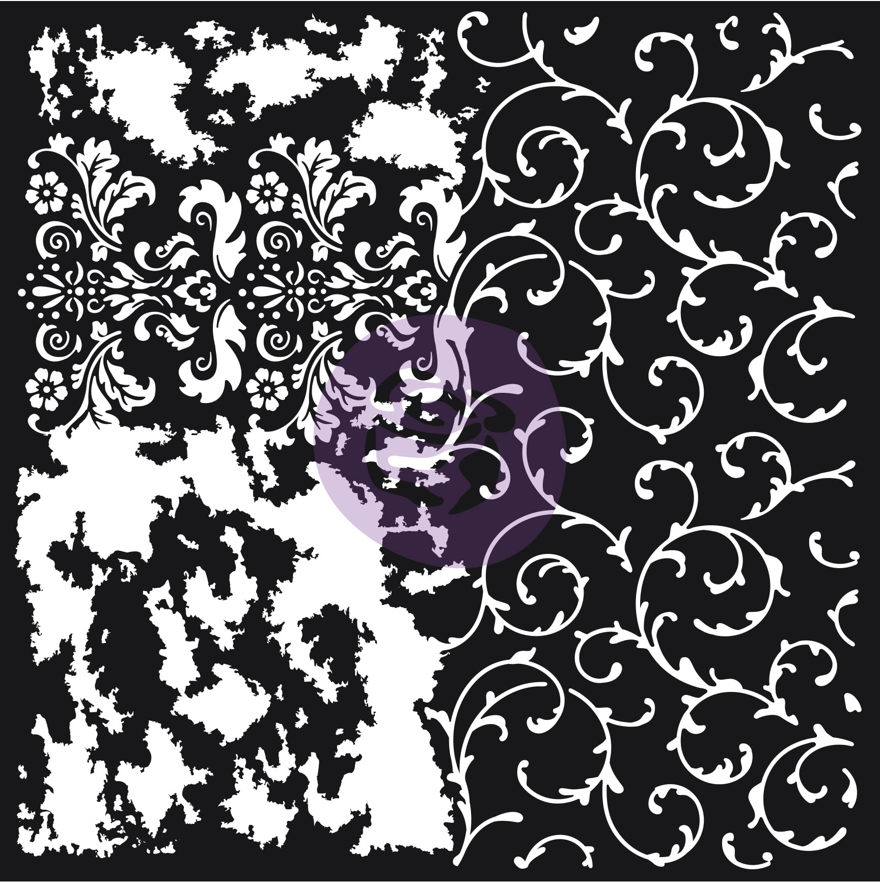 Prima Re-Design Mixed Media Decor Stencil 22"X22"-Distressed Flourish ...