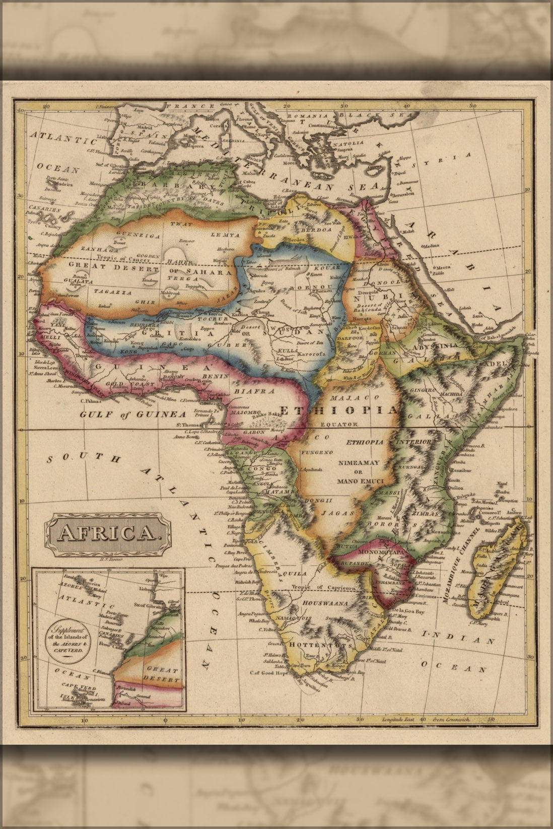 24"x36" Gallery Poster, map of Africa 1817 - Walmart.com