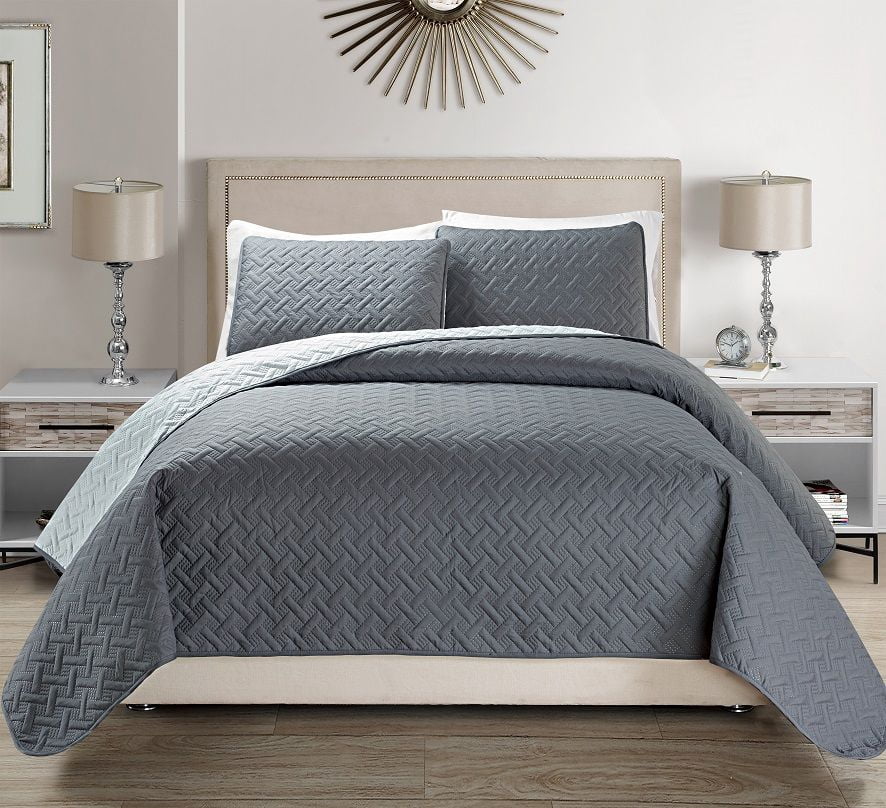 Embossed Reversible Bedspread/Quilt Set - Walmart.com