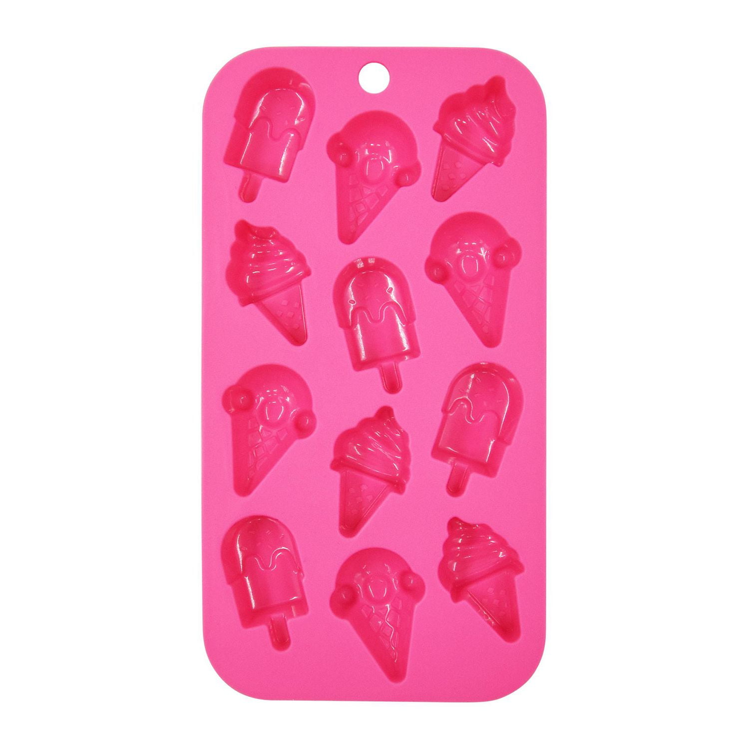 Mainstays 12-Cavity Ice-cream Shaped Silicone Ice Cube Tray, 8 x 4 ...