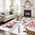 Happy Easter Washable Area Rug 8 x 10 ft Leopard Bunny Pink Blue Yellow ...