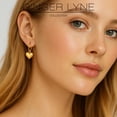 Heart Huggie Hoop Dangle Earrings for Women 14kt Gold-Plated Stainless ...