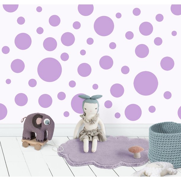 Purple Lilac Polka Dot Wall Decals (63 Dots) Vinyl Peel n Stick Circle ...