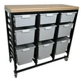Mobile Workbench Storage Station w/Wood Top -9 StorSystem Trays-Grey ...
