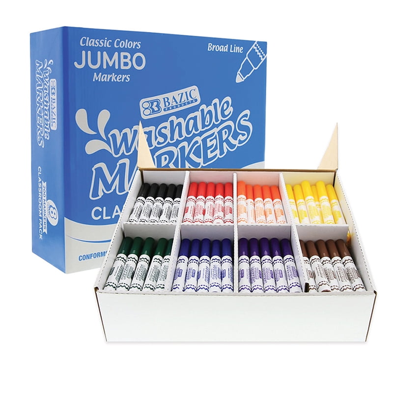 Washable Markers, Jumbo Classroom Pack, 200 Count, 8 Colors | Bundle of ...