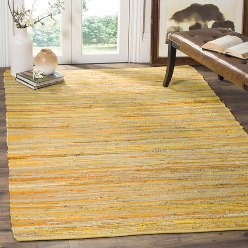 SAFAVIEH Rag Fergal Striped Cotton Area Rug, Yellow/Multi, 3' x 5 ...