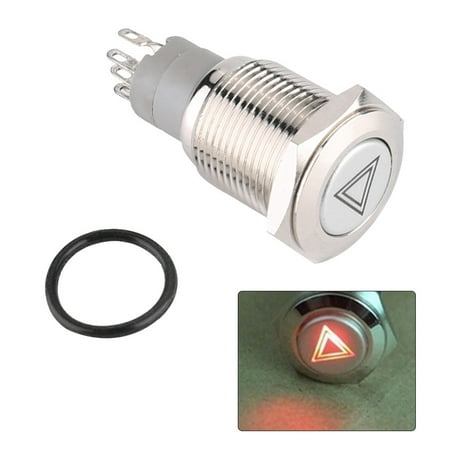 Warning Light Push Switch, Aluminum New 16mm Universal Red LED Car ...