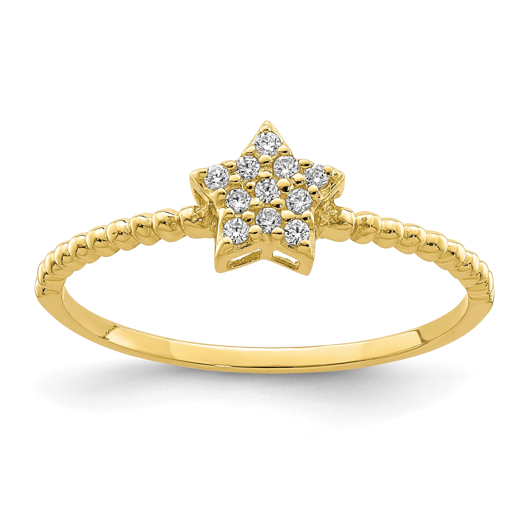 10k Yellow Gold Solid Yellow Gold Star CZ Band Ring - Walmart.com
