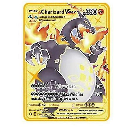 Charizard Vmax Metal Gold Plated Card, Charizard Vmax Dx Gx Metal Gold ...
