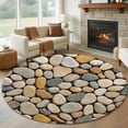 6ft Round Rug Cobblestones Area Rugs for Living Room Bedroom Washable ...