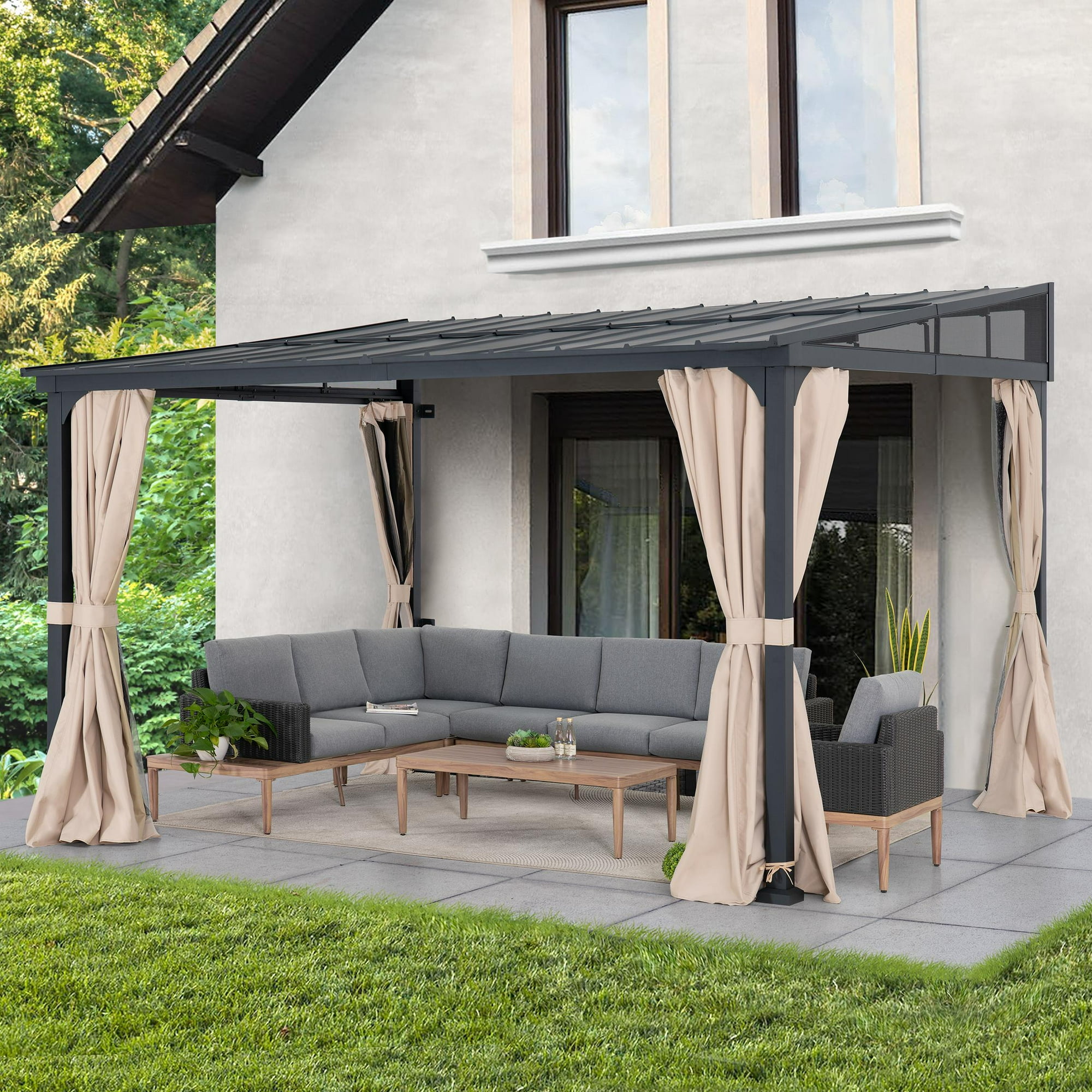 Click here for Sunjoy Group Sunjoy Wall-Mounted Gazebo 10ft. X 12... prices