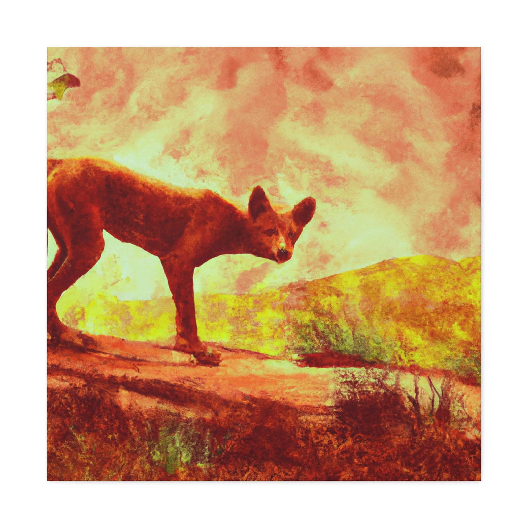 Dhole in Moonlight Scene - Canvas - Walmart.com