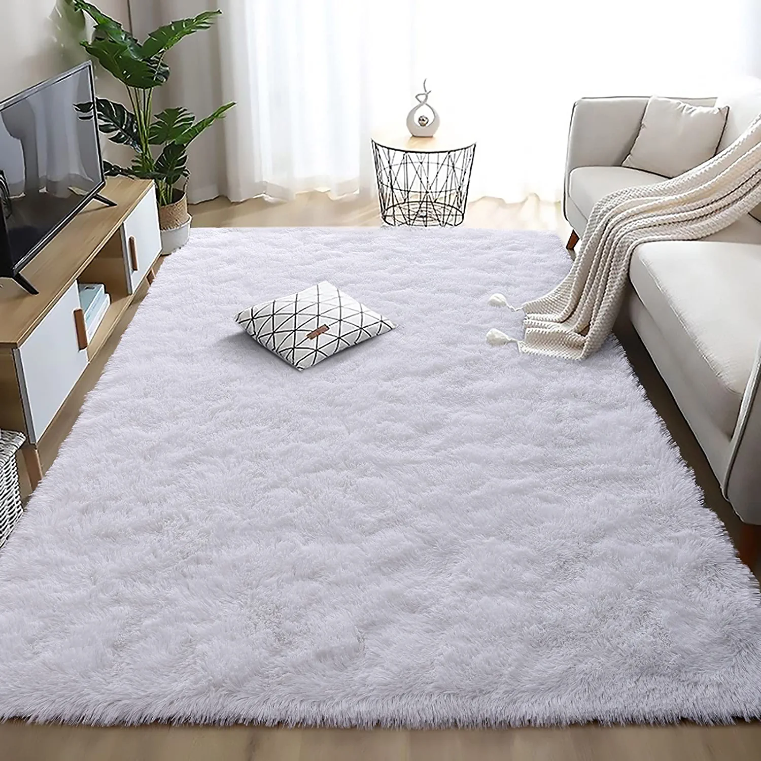 Lochas Soft Fluffy Rugs Shaggy Plush Area Rug for Bedroom Living Room ...
