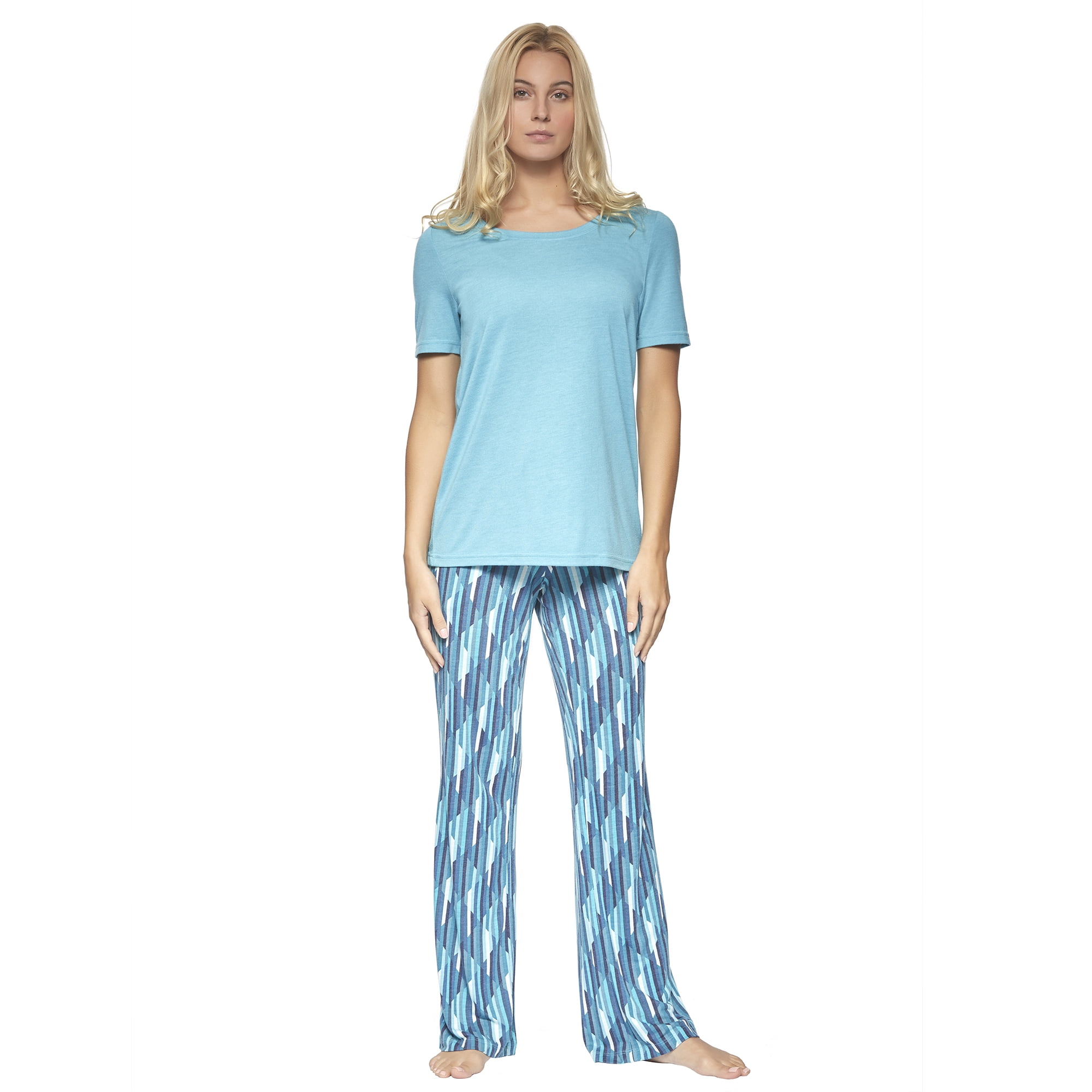 Felina | Lounge Set | Super Soft Knit Jersey Crew Neck Drawstring Pant ...