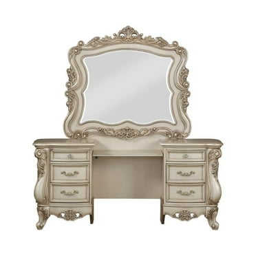 ACME Vendome Transitional Wood Vanity Desk in Beige and Antique Pearl ...