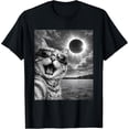 100% Cotton Unisex Funny Cat Selfie Solar Eclipse Animal Graphic Design ...