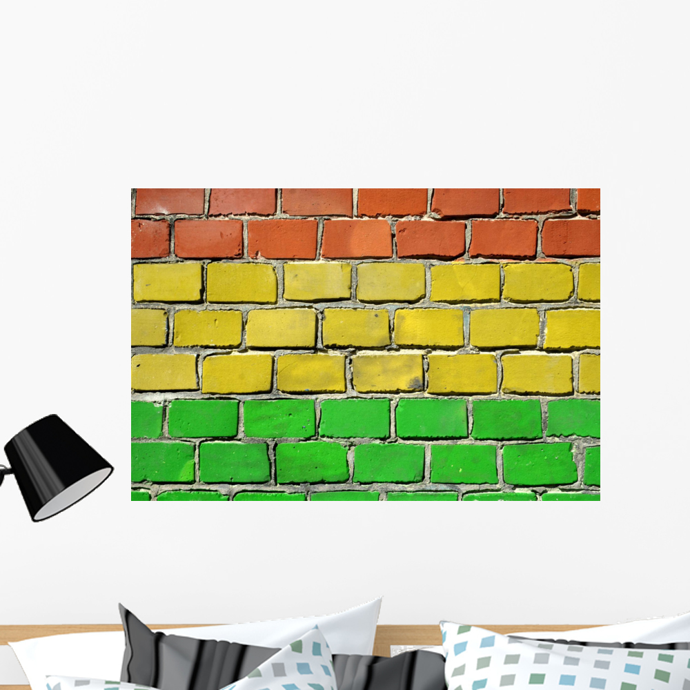Rasta Flag Brick Wall Wall Mural by Wallmonkeys Peel and Stick Graphic ...