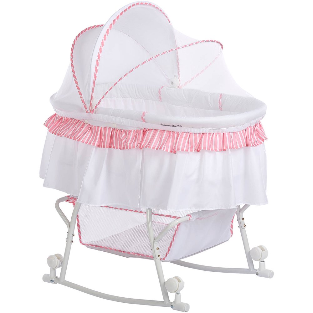 Dream On Me Lacy Portable 2-in-1 Bassinet And Cradle, Pink/White ...