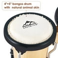 EASTROCK Bongo Drum Set for Beginners 4" and 5" Natural Wood & Metal ...