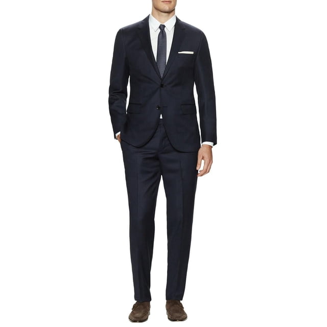 DTI GV Executive Men's Modern Fit 2 Button Suit, Birdseye Dk Navy ...