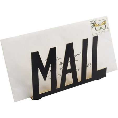 MyGift Black and Gold Metal Desktop Mail Holder Letter Sorter Organizer ...