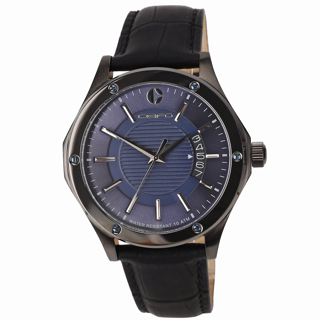 AG0308-01 Silver/Black Leather Strap Watch by Antoneli for Men - 1 Pc ...