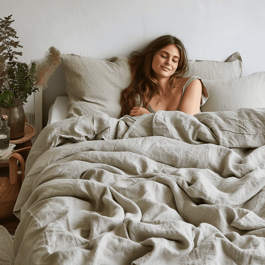 Q VITA Reversible Linen Duvet Cover Bedding Set, Queen Size, 3-Piece ...