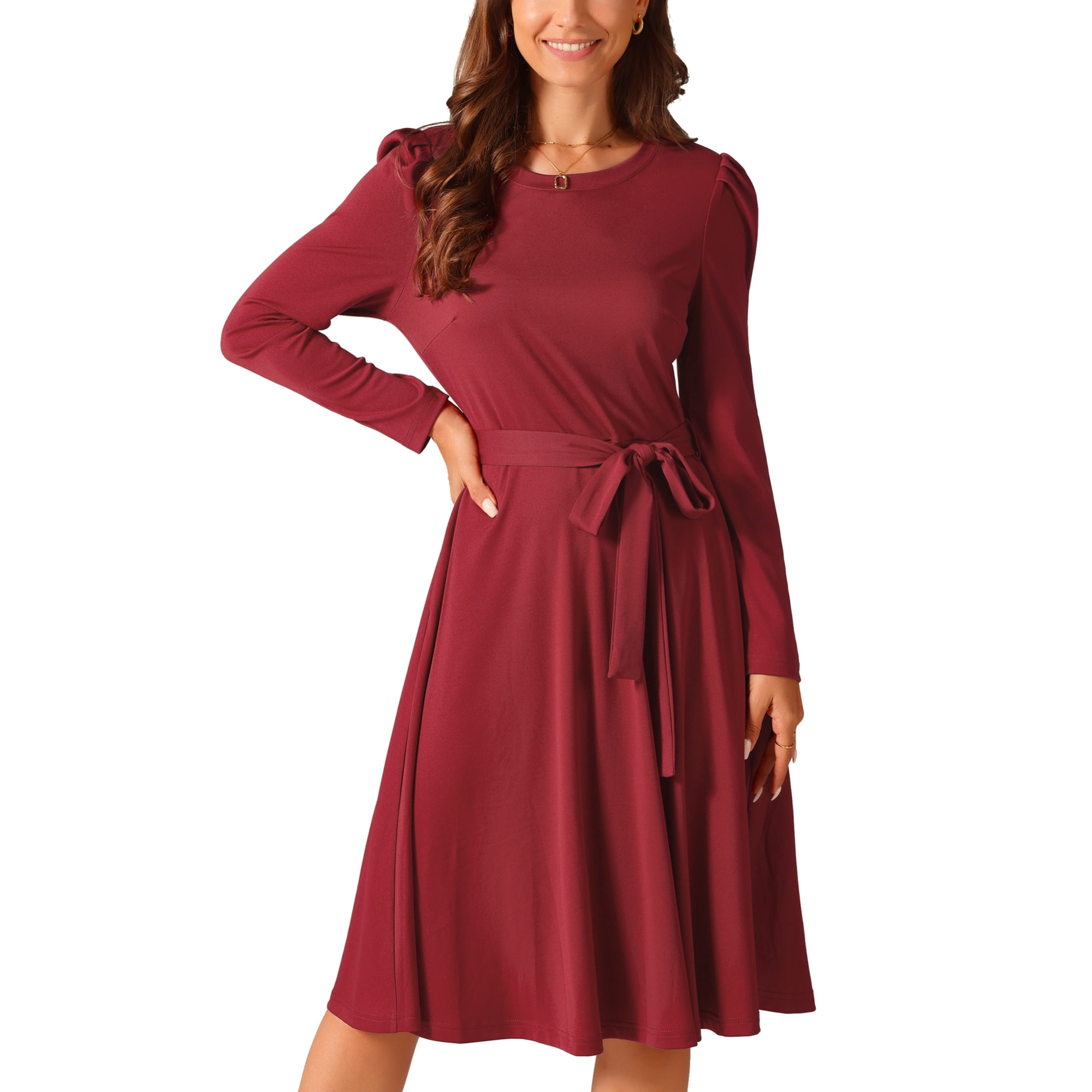 Click here for Inspire Chic Womens Puff Long Sleeve Crewneck Knee... prices