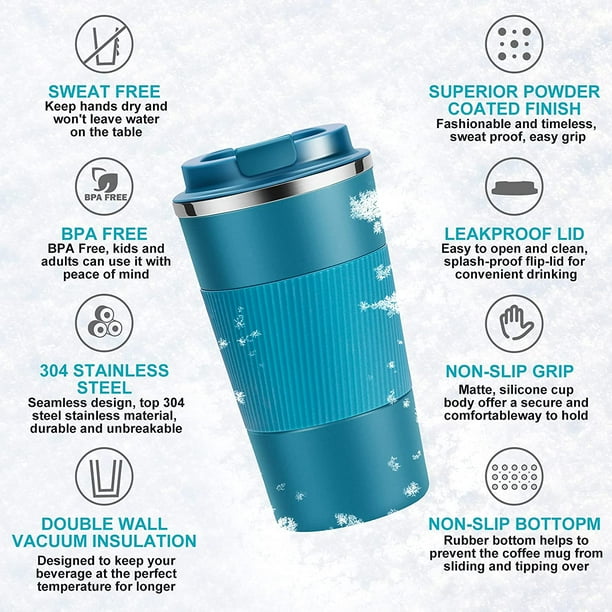 Reusable Travel Mug Insulated Stainless Steel Thermal Mug for Hot and ...