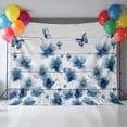 Blue Flower Photography Backdrop 8x6FT, Watercolor Spring Blue Floral ...