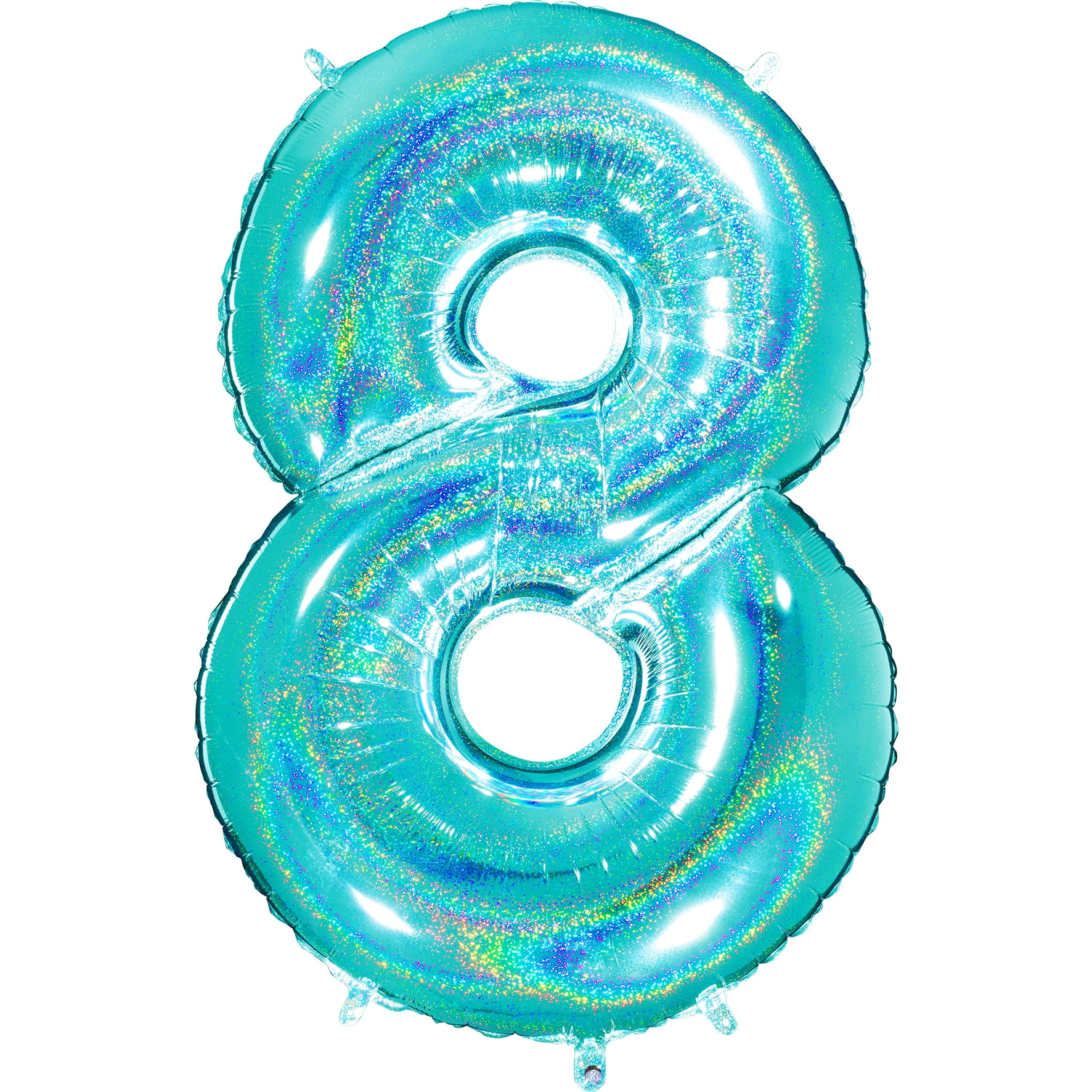 40" Tiffany Blue Number 8 Balloon - Holographic Mylar Balloon ...