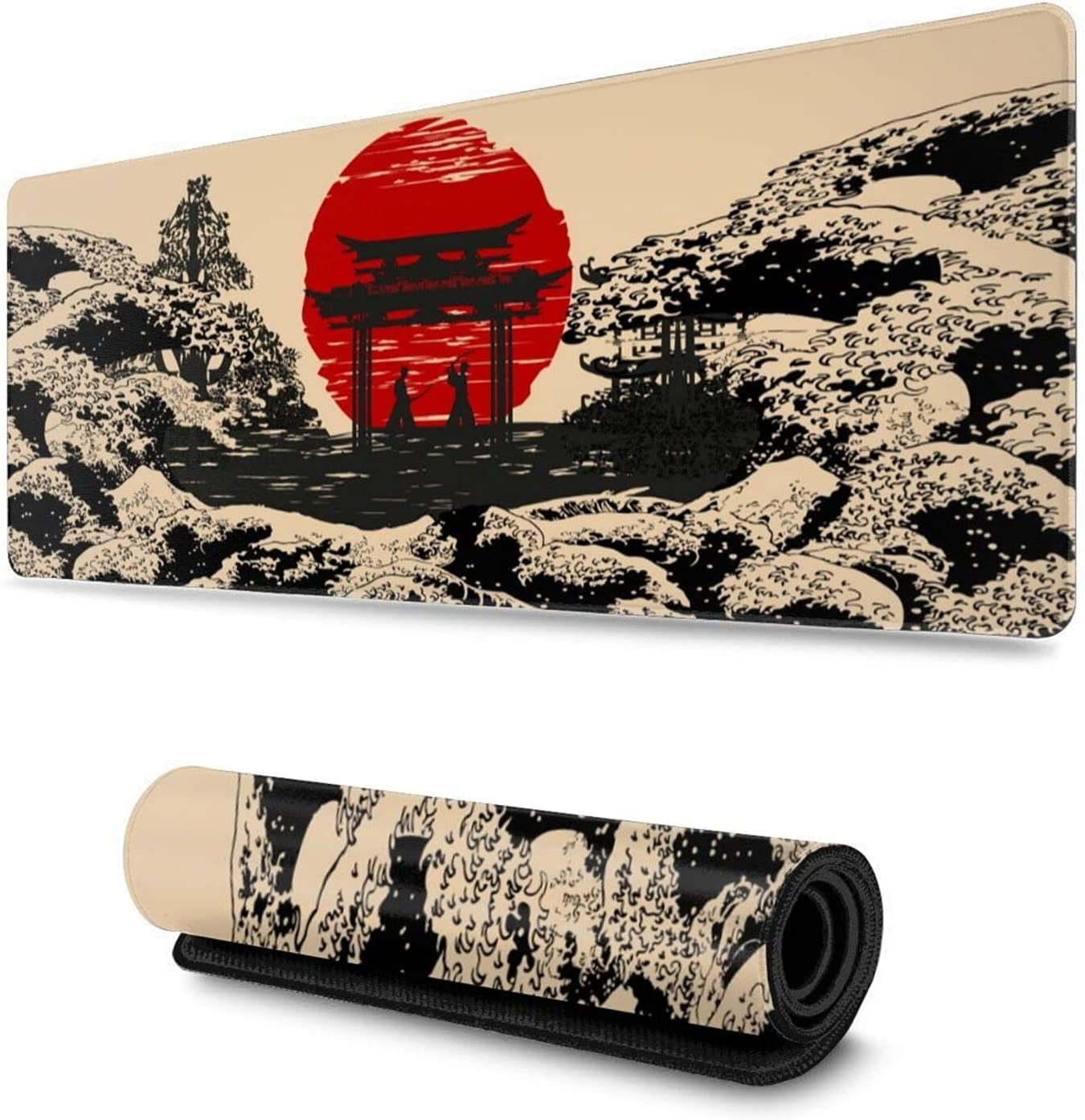 Vintage Japanese Waves Gaming Mouse Pad XL, Extended Large Mouse Mat ...