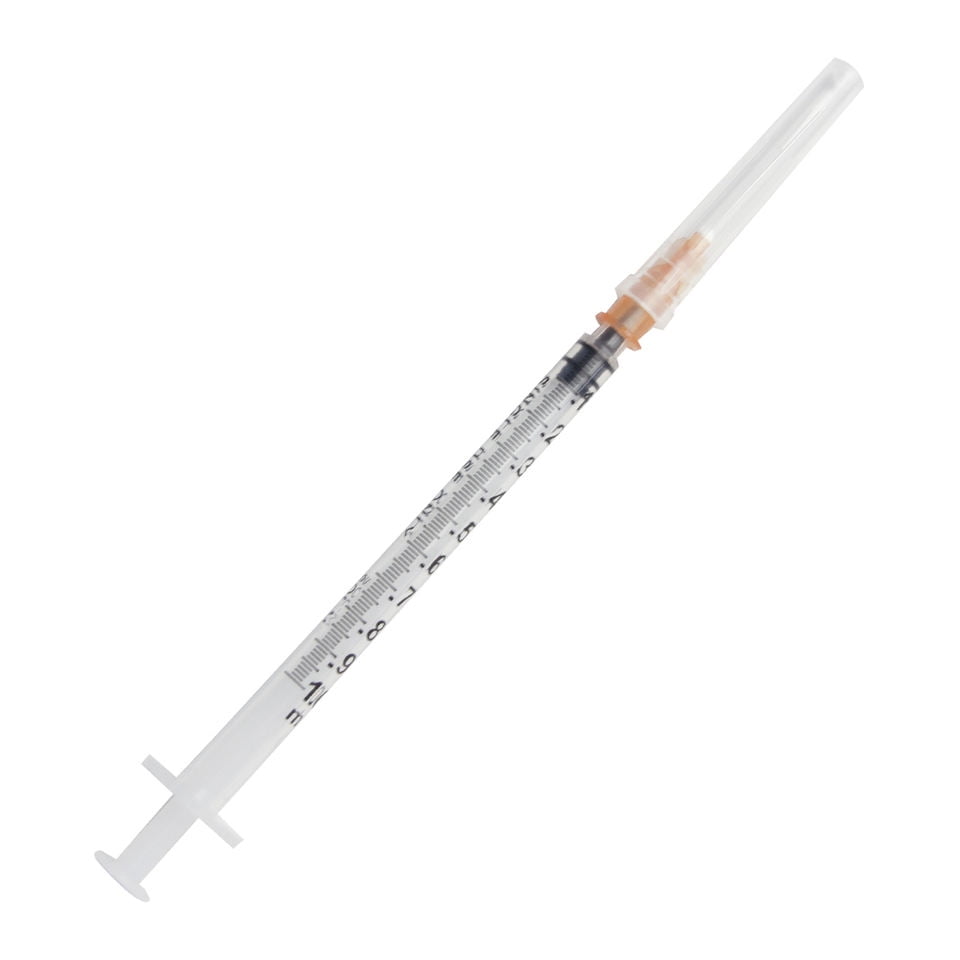 Paquete de 25 jeringas desechables de 1 ml con aguja de calibre 27 de 1 ...