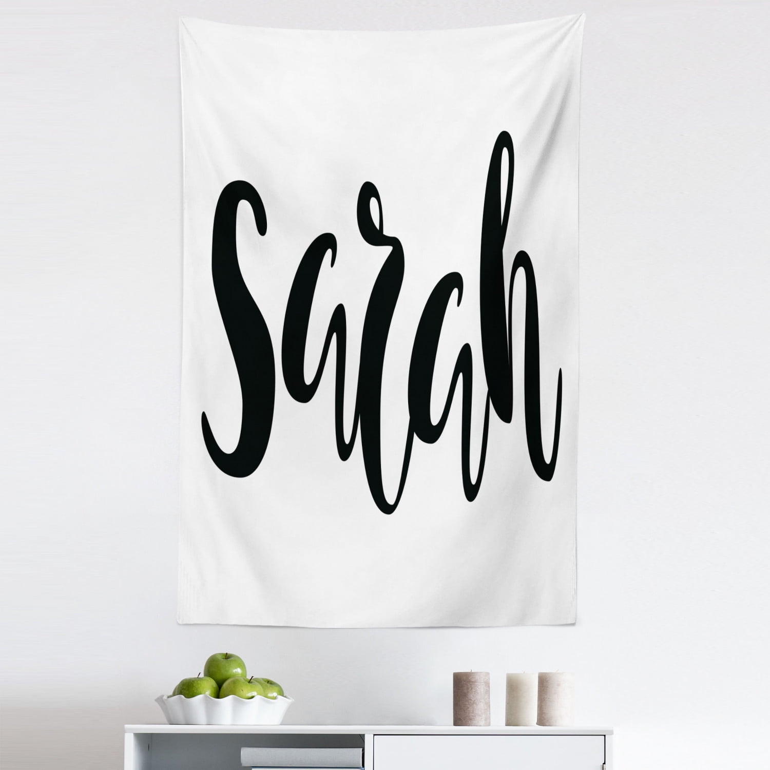 Sarah Tapestry, Monochrome Popular Female Name Modern Calligraphy Hand ...