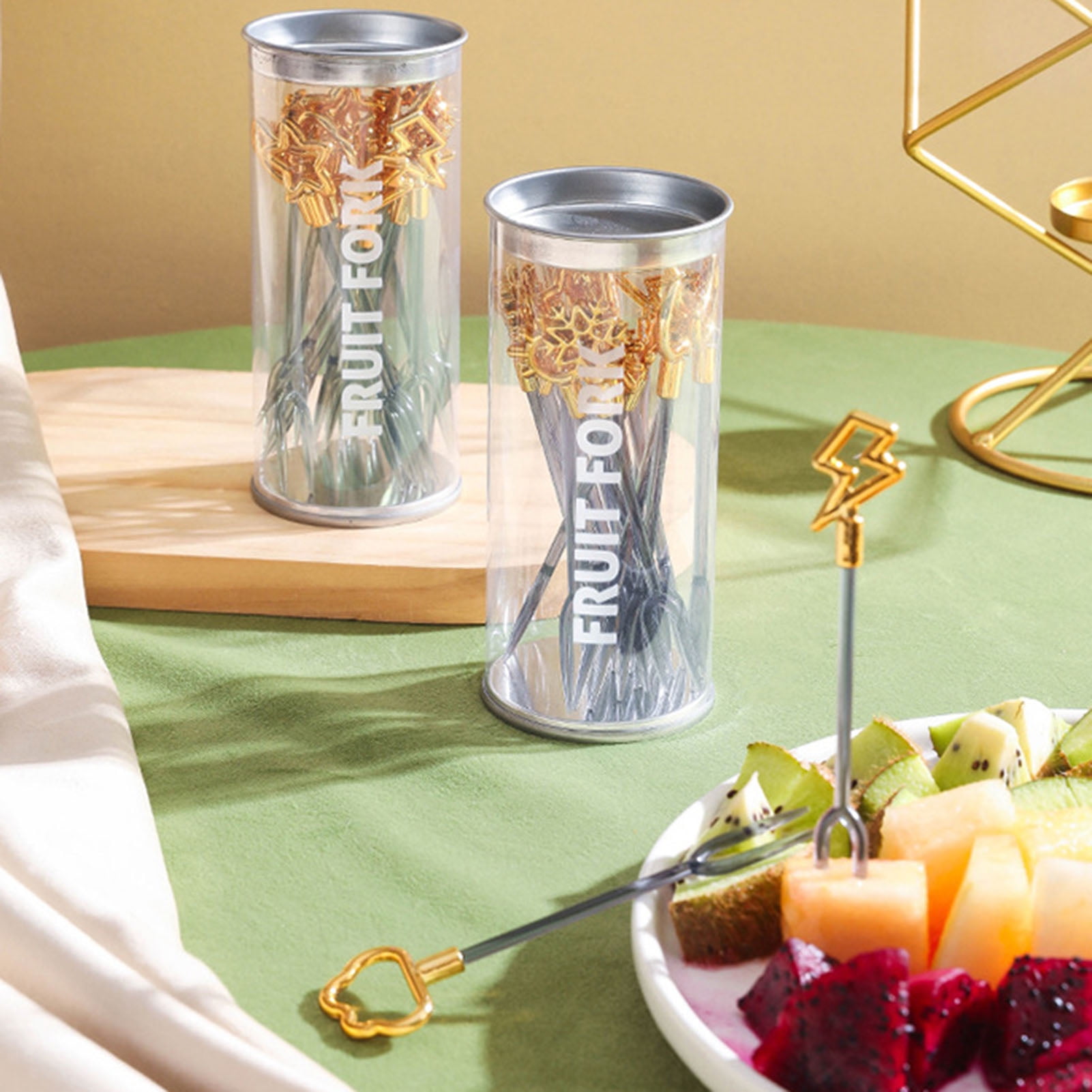 Honrane 18Pcs Fruit Forks Mini Luxury Food Grade Plastic Star Moon ...