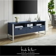 Posh Living Omer Faux Shagreen TV Stand/Cabinet Navy/Chrome - Walmart.com