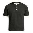 Antinious Men Solid Patch Button Round Neck Pullover Short Sleeve ...