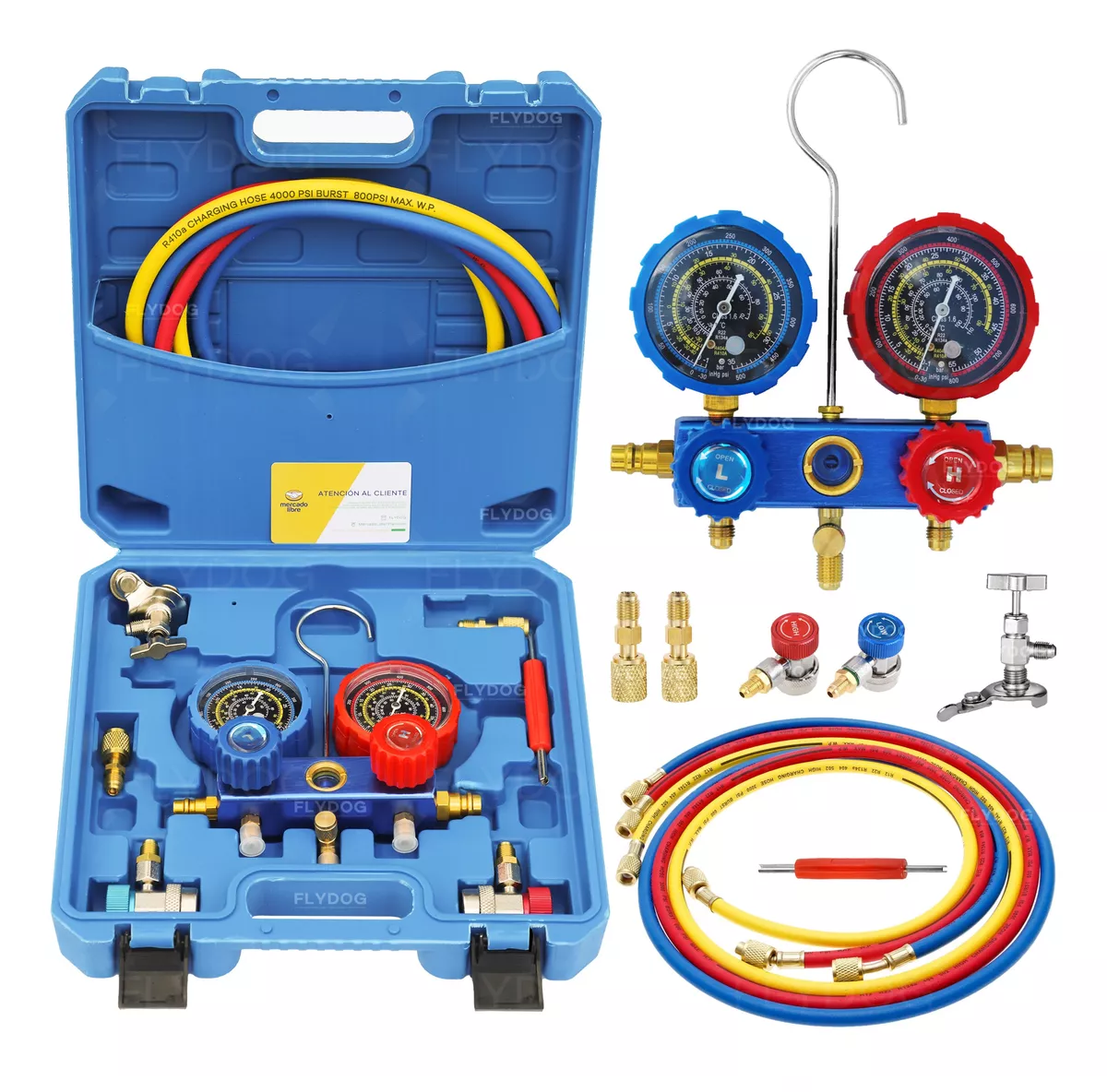 Kit Juego Manometros Refrigeracion Manifold 3 Vías 3-1000mpa, Azul ...