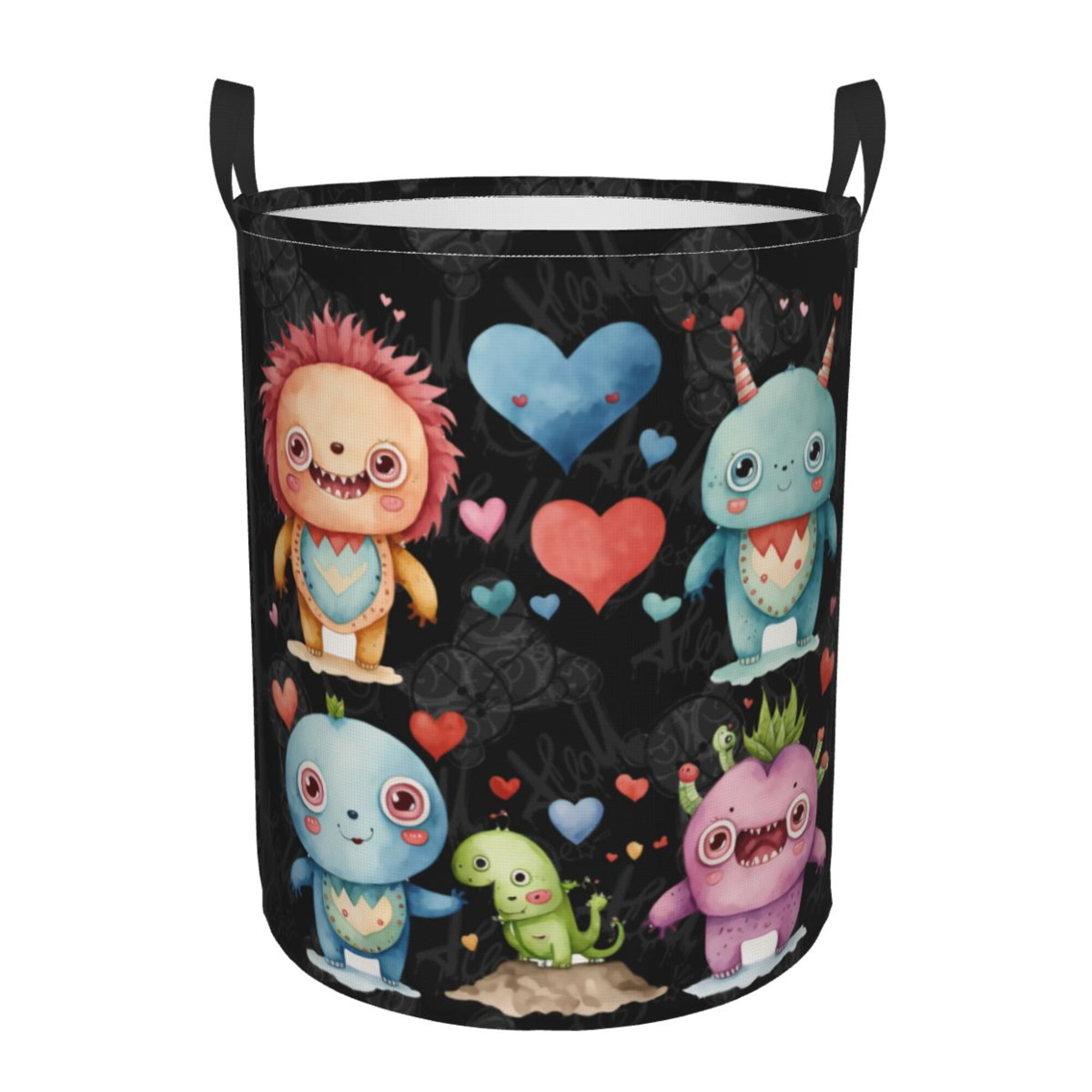 ZICANCN Watercolor Cartoon Monster Laundry Basket Organizer, Dirty ...