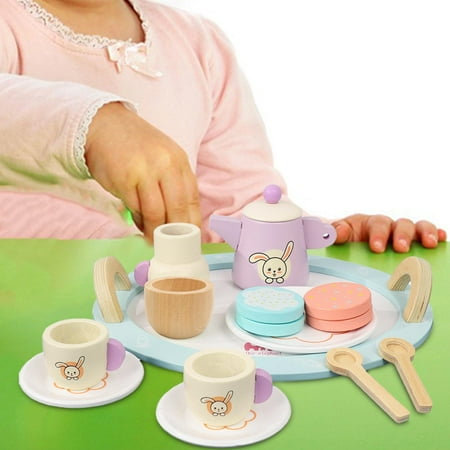 Wooden Pretend Play Afternoon Tea Set Tea Making Simulation Practical ...