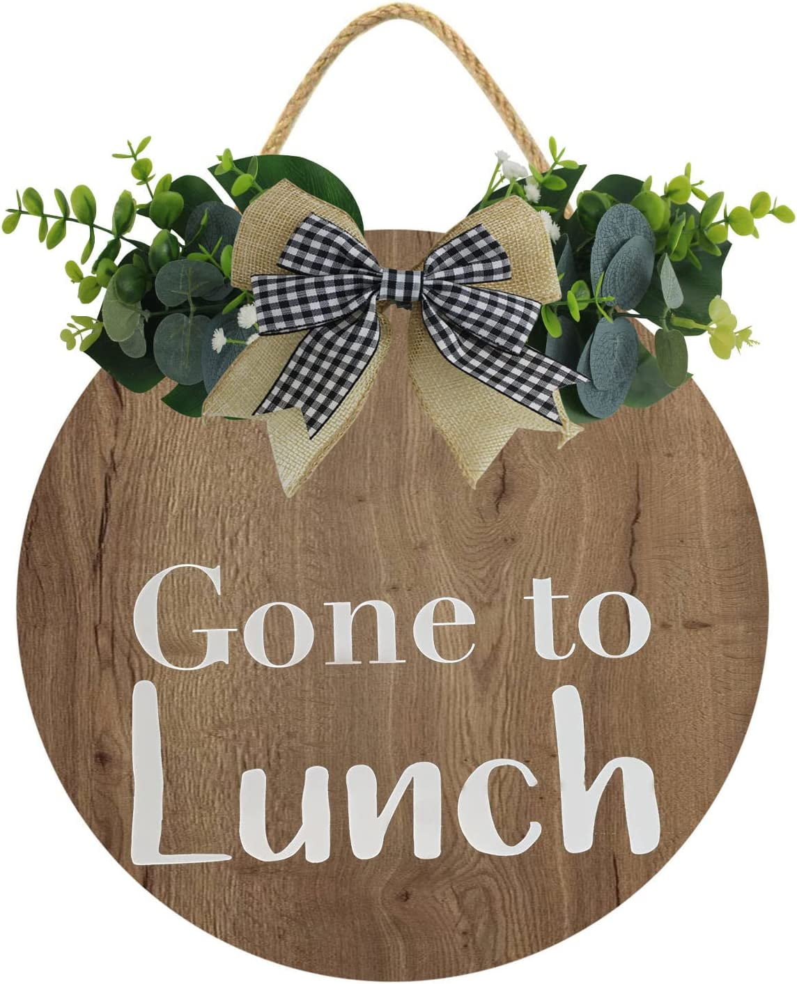 Eveokoki 11" Closed For Lunch Sign, Gone To Lunch Wood Door Sign For ...